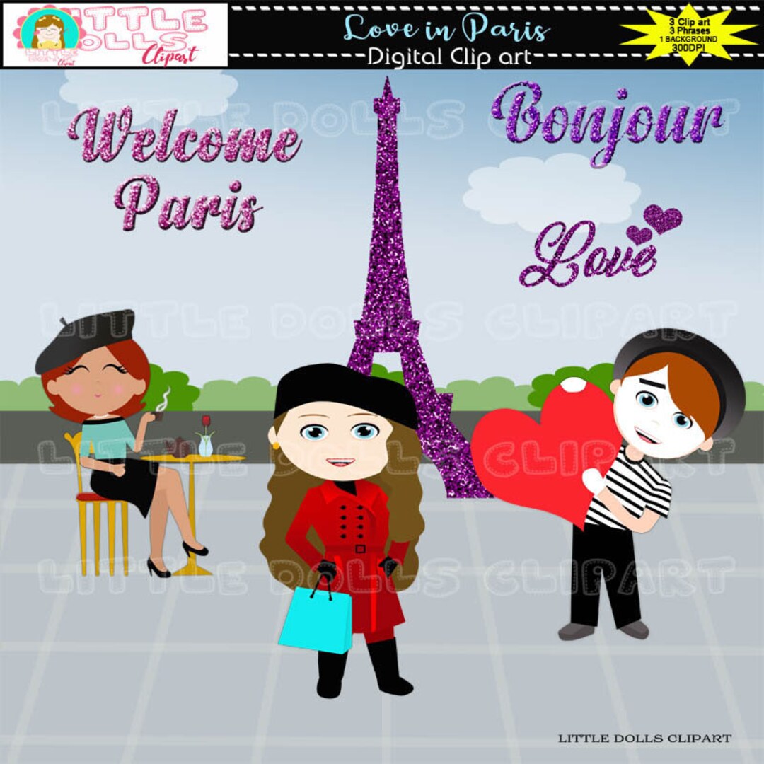 Love in Paris Clipart instant Download - Etsy