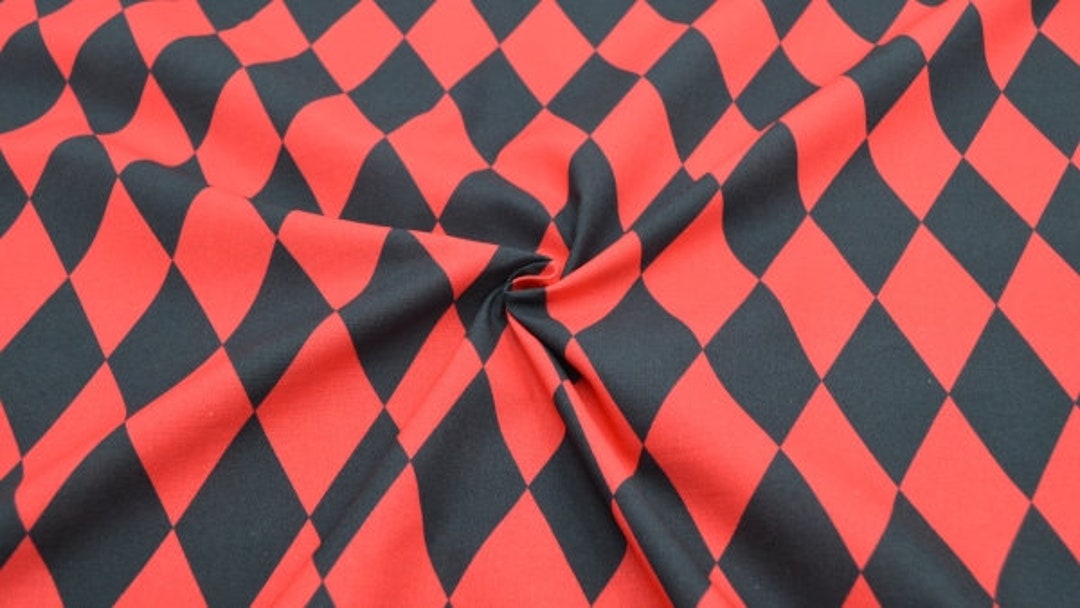 Rautenstoff Schwarz Rot Fastnachtsstoff Dominostoff Rauten Baumwolle ...