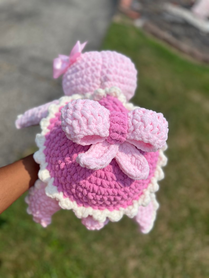 Crochet Pink Bow Turtle - Etsy