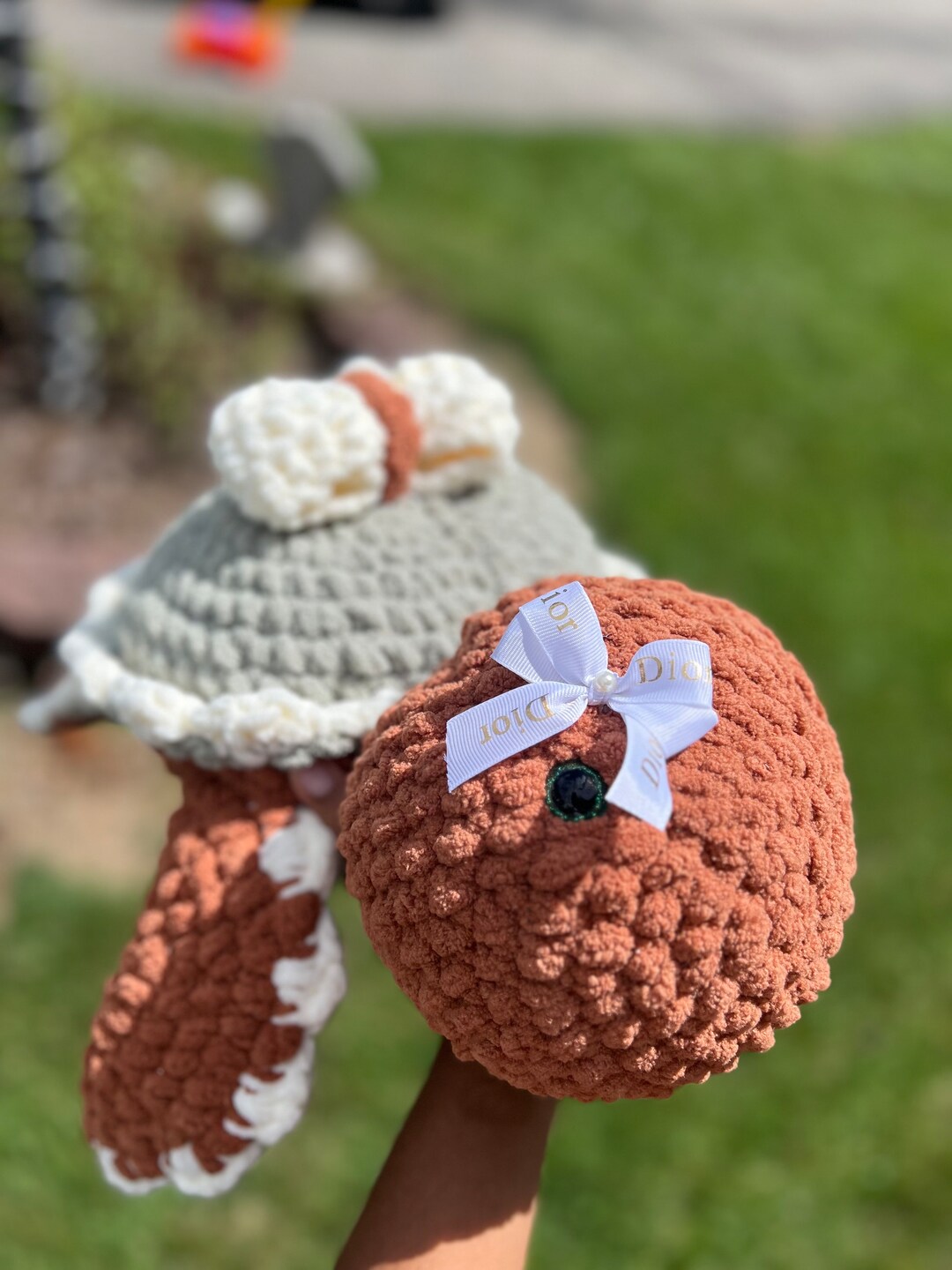 Crochet Brown Bow Turtle - Etsy