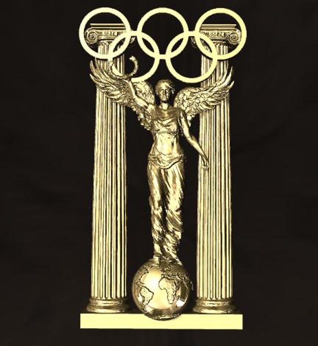 Goddess Nike Under the Temple With the Olympic Symbol Pendant , Greek ...