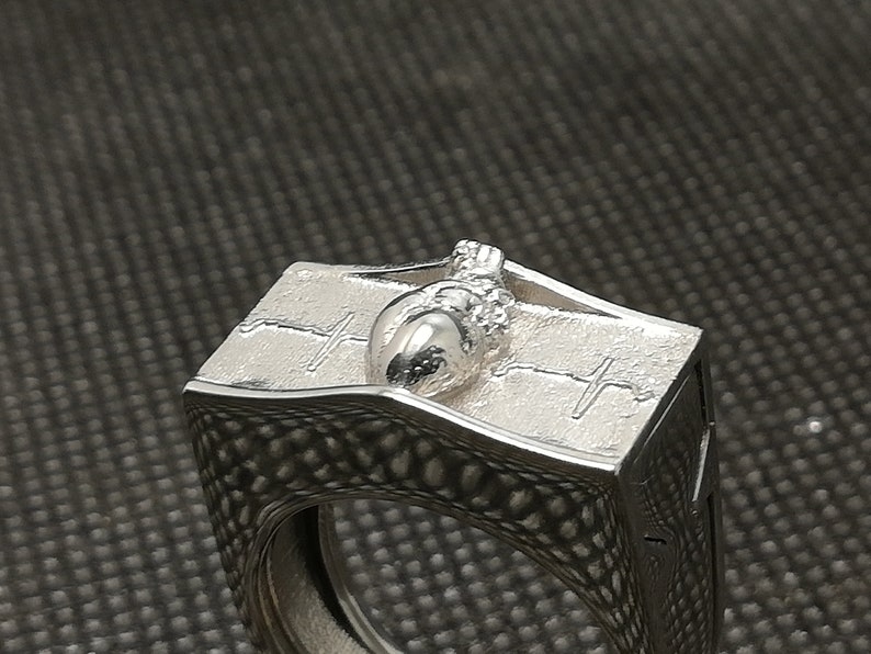 Human Heart Secret Compartment Pill Ring Pill Box Ring - Etsy