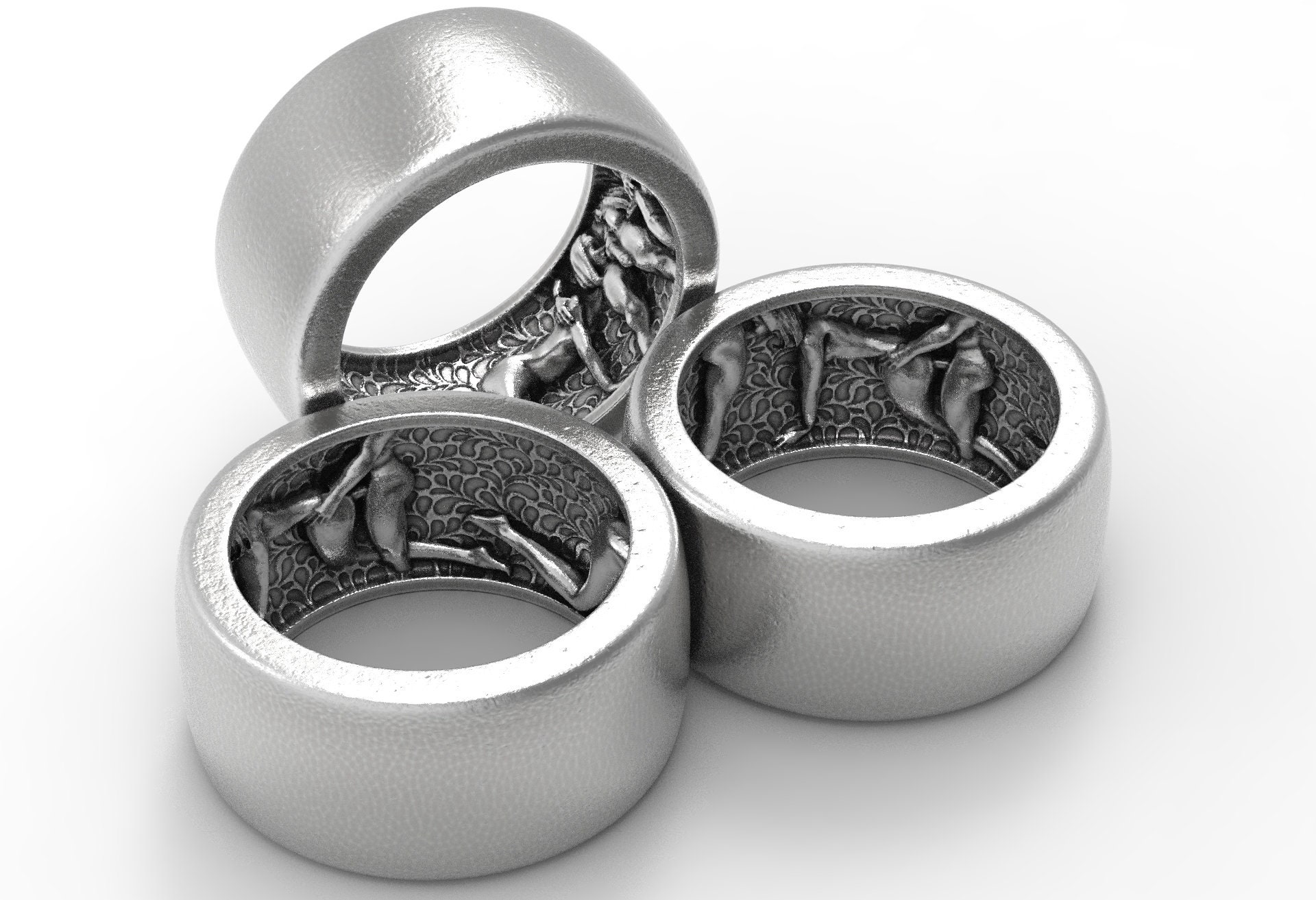 The Secret Swinging Threesome Ring Kinky Jewellery Silver - Etsy