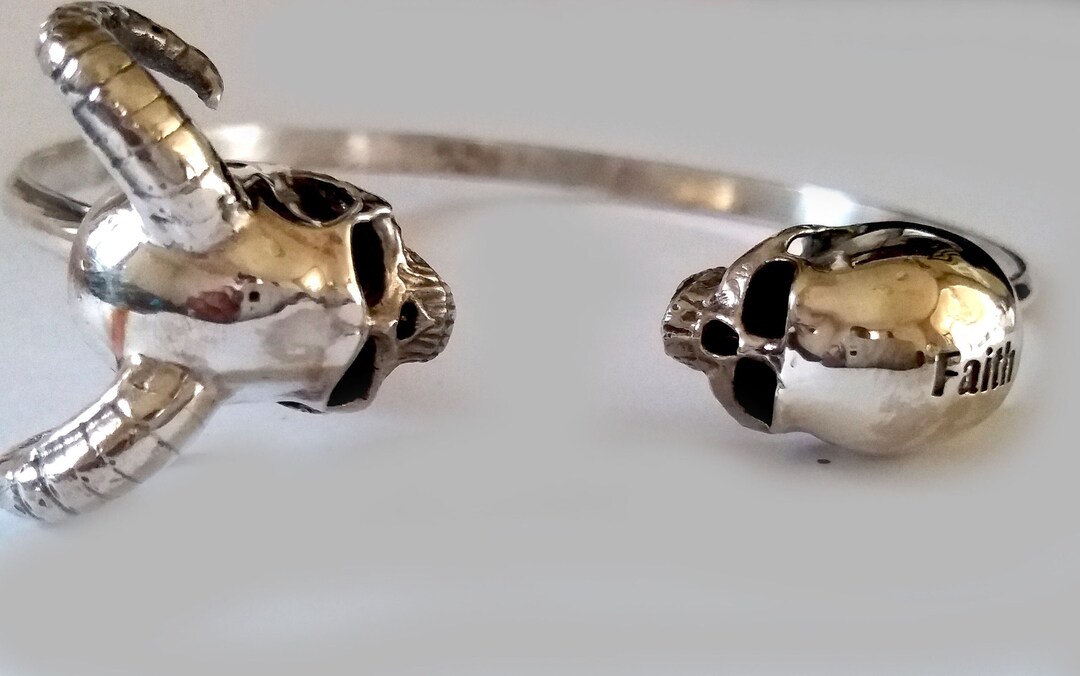 Skull and Demon Skull Statement Bangle Silver 925 - Etsy