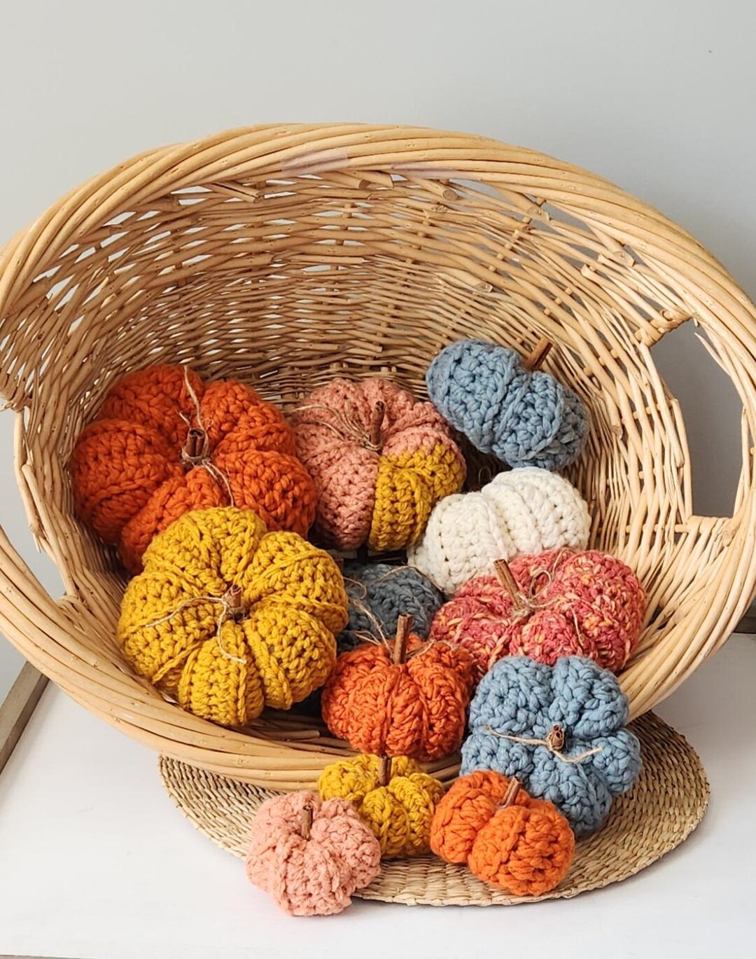 Medium Crochet Pumpkin, Fall Decor, Handknit Autumn Decor, Farmhouse ...