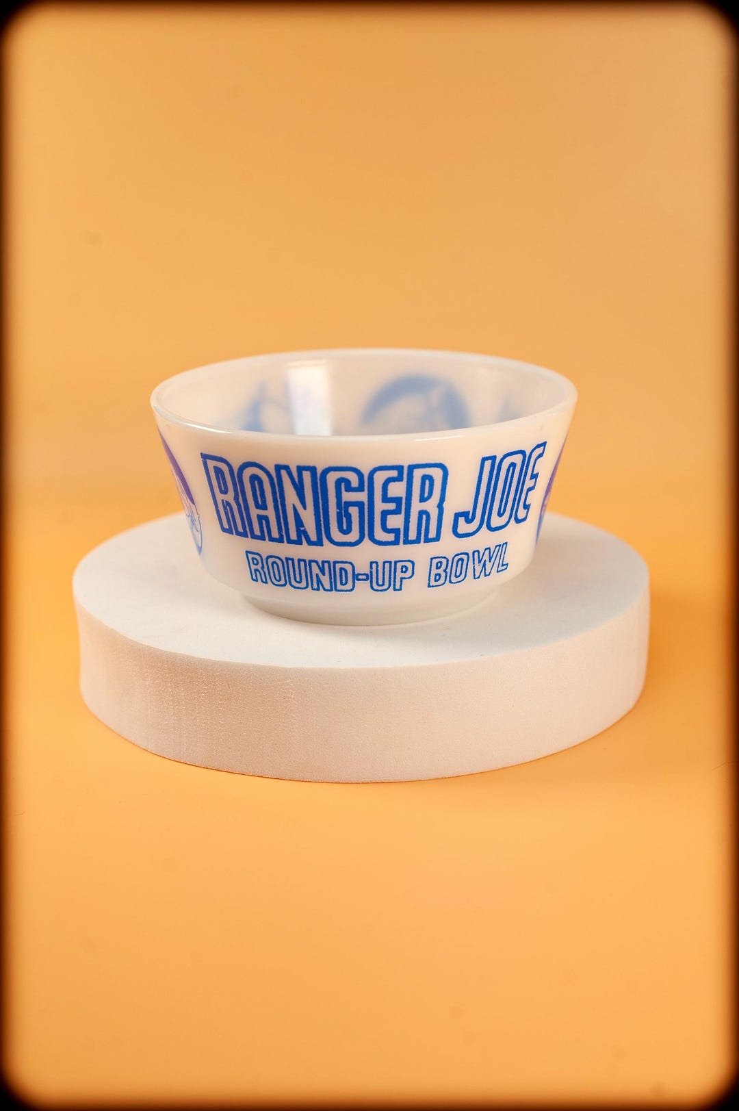 Vintage 1950s Ranger Joe Round up Milk Glass Cereal Bowl Cowboy Western ...