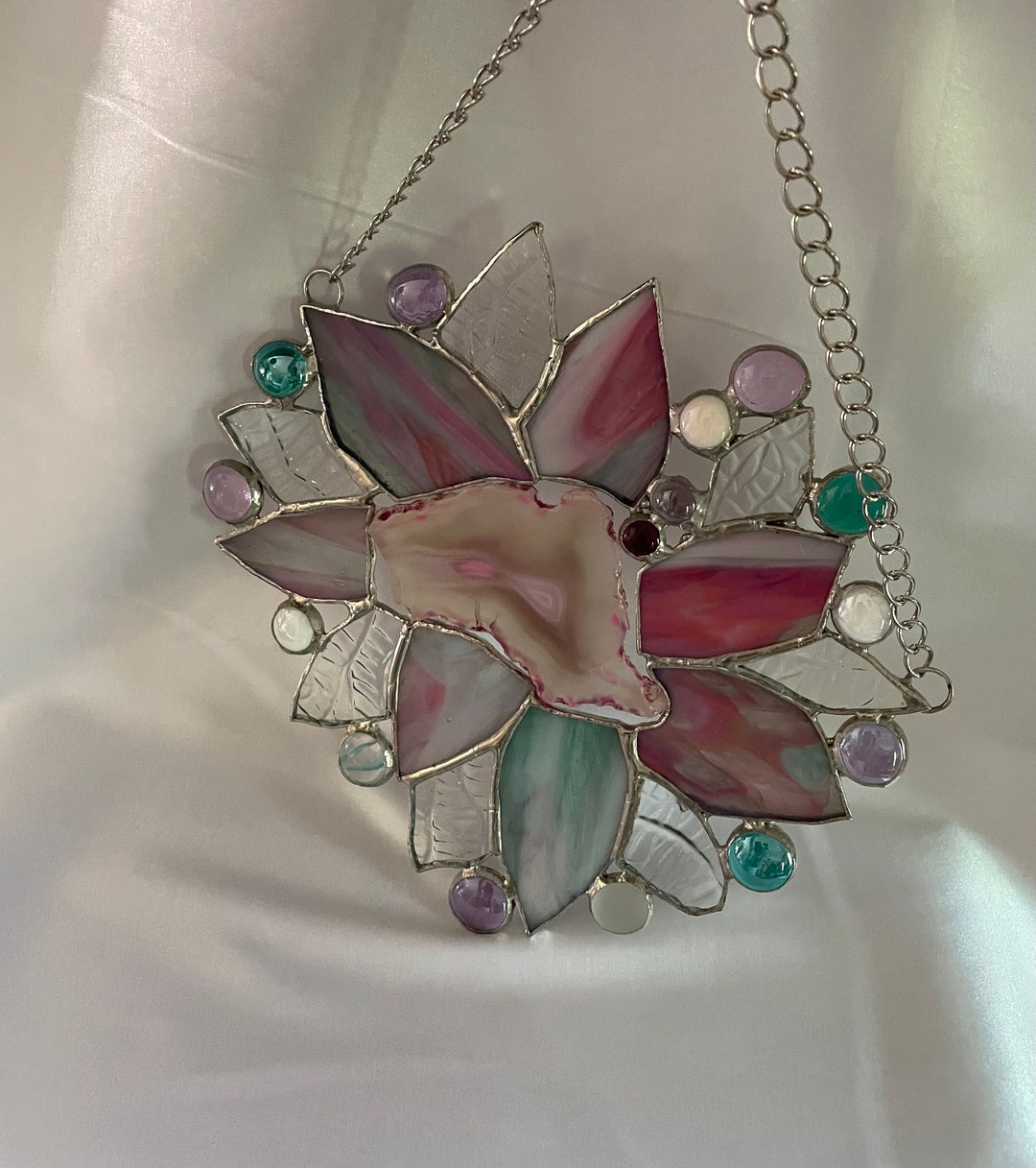 Stained Glass Agate Suncatcher - Etsy