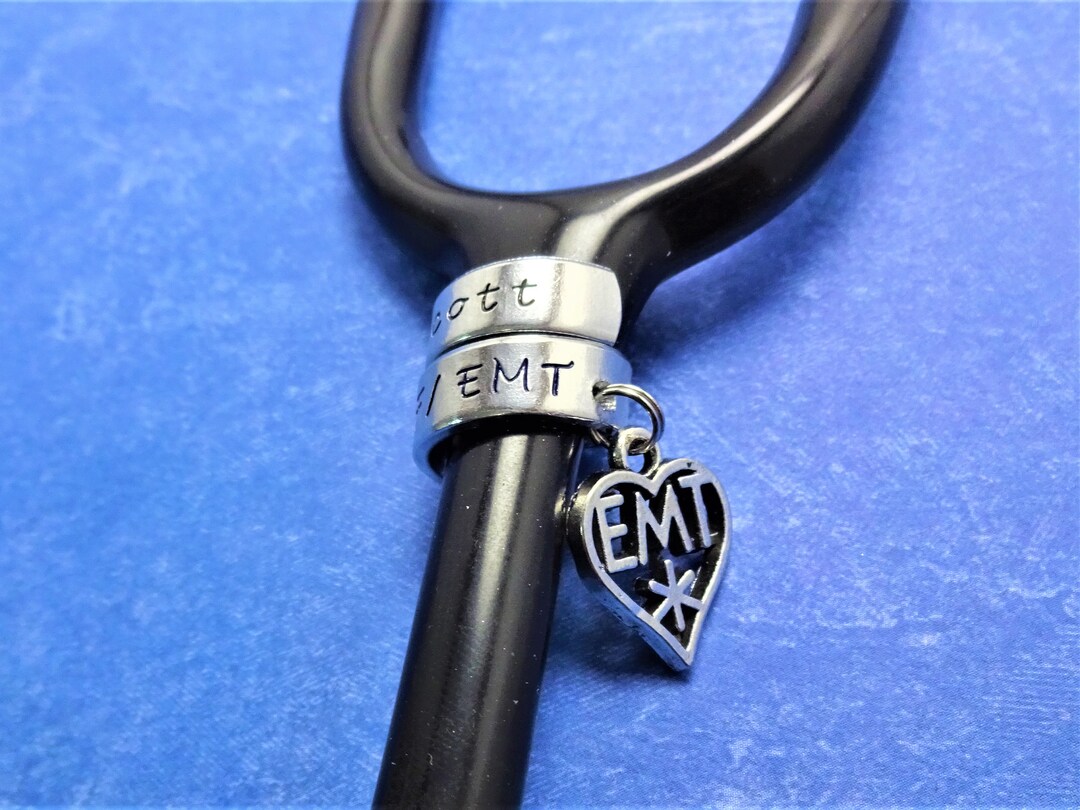EMT Stethoscope ID Tag, Stethoscope Tag With EMT Charm, Personalized ...