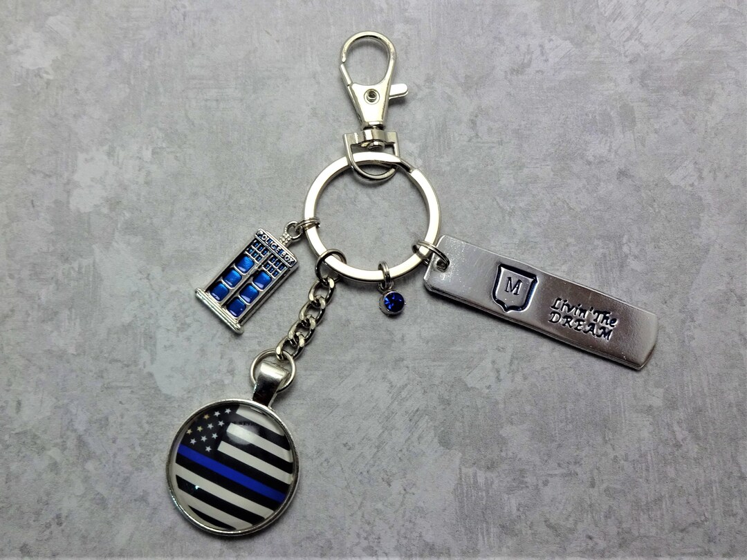Police Key Ring With Police Charms, LE Key Ring, Police Officer ...