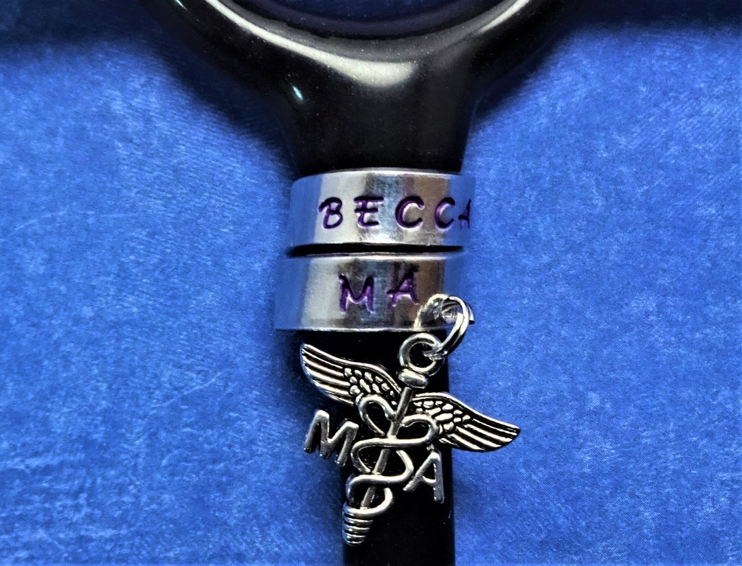 MA Stethoscope Name Tag-ma Caduceus Charm-hand Stamped Gift ...