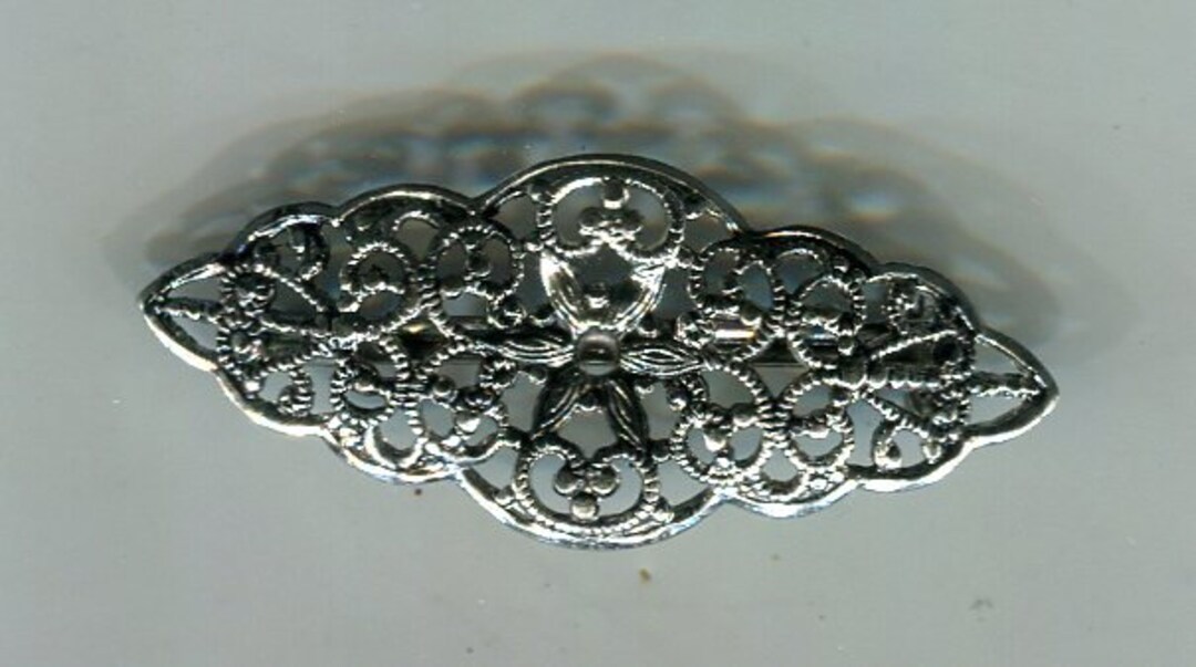 Filigree Medieval Renaissance Brooch Old Silver 40 X 17 Mm - Etsy