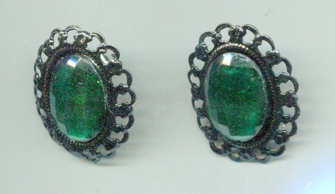 Medieval Renaissance Studs Victorian Black Emerald Optics 27 - Etsy
