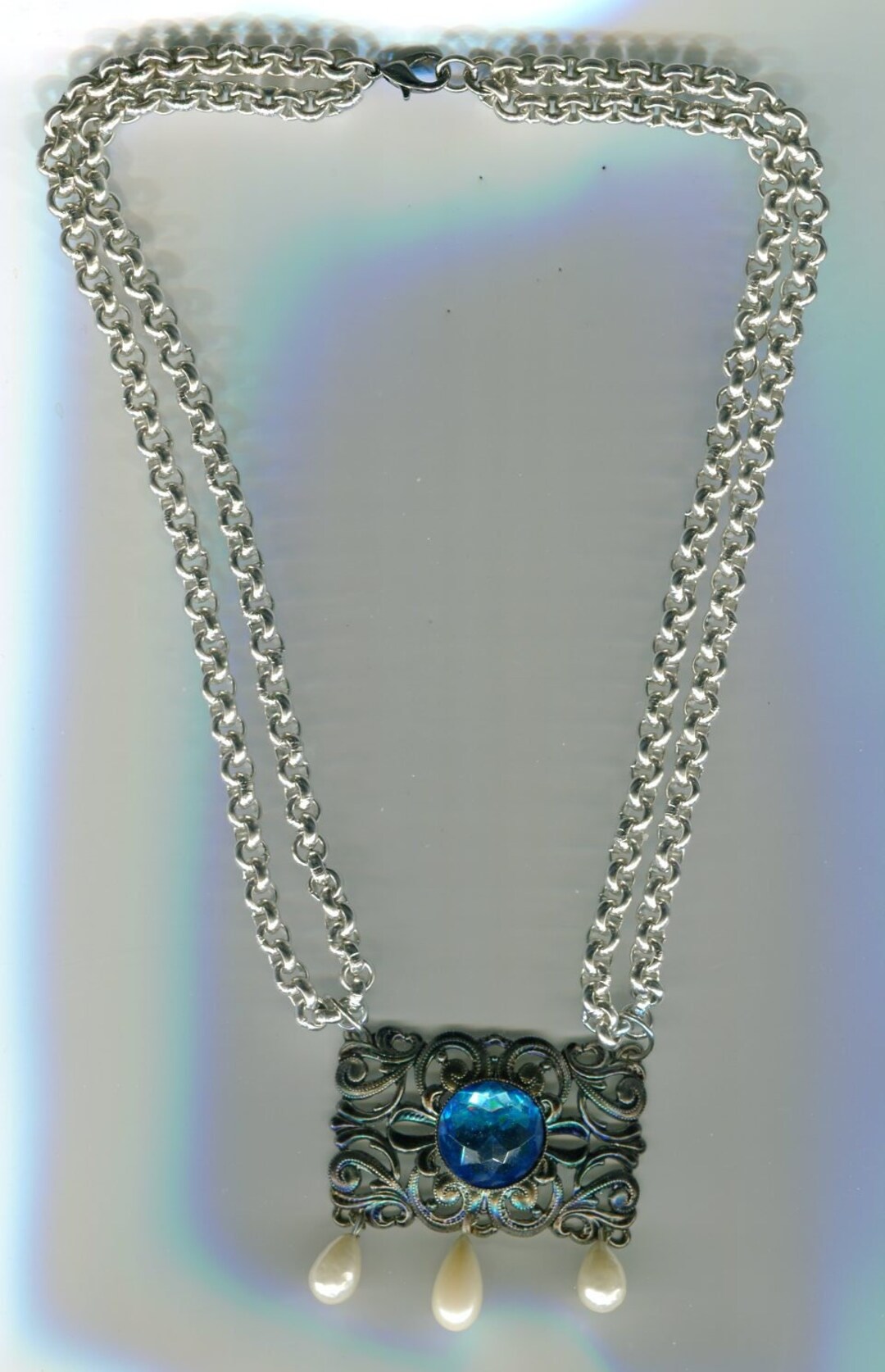 Medieval Renaissance Chain Old-silver Aqua Size 48 - Etsy