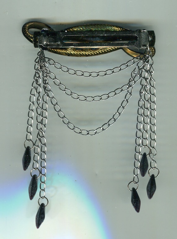 filigree Victorian Renaissance hair clip black with r… - Gem