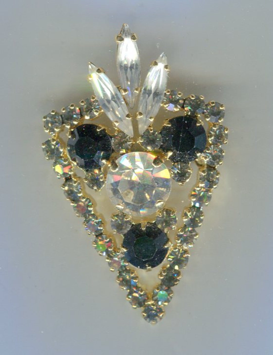 Medieval Renaissance Rhinestone Brooch Triangle Gold Crystal - Etsy