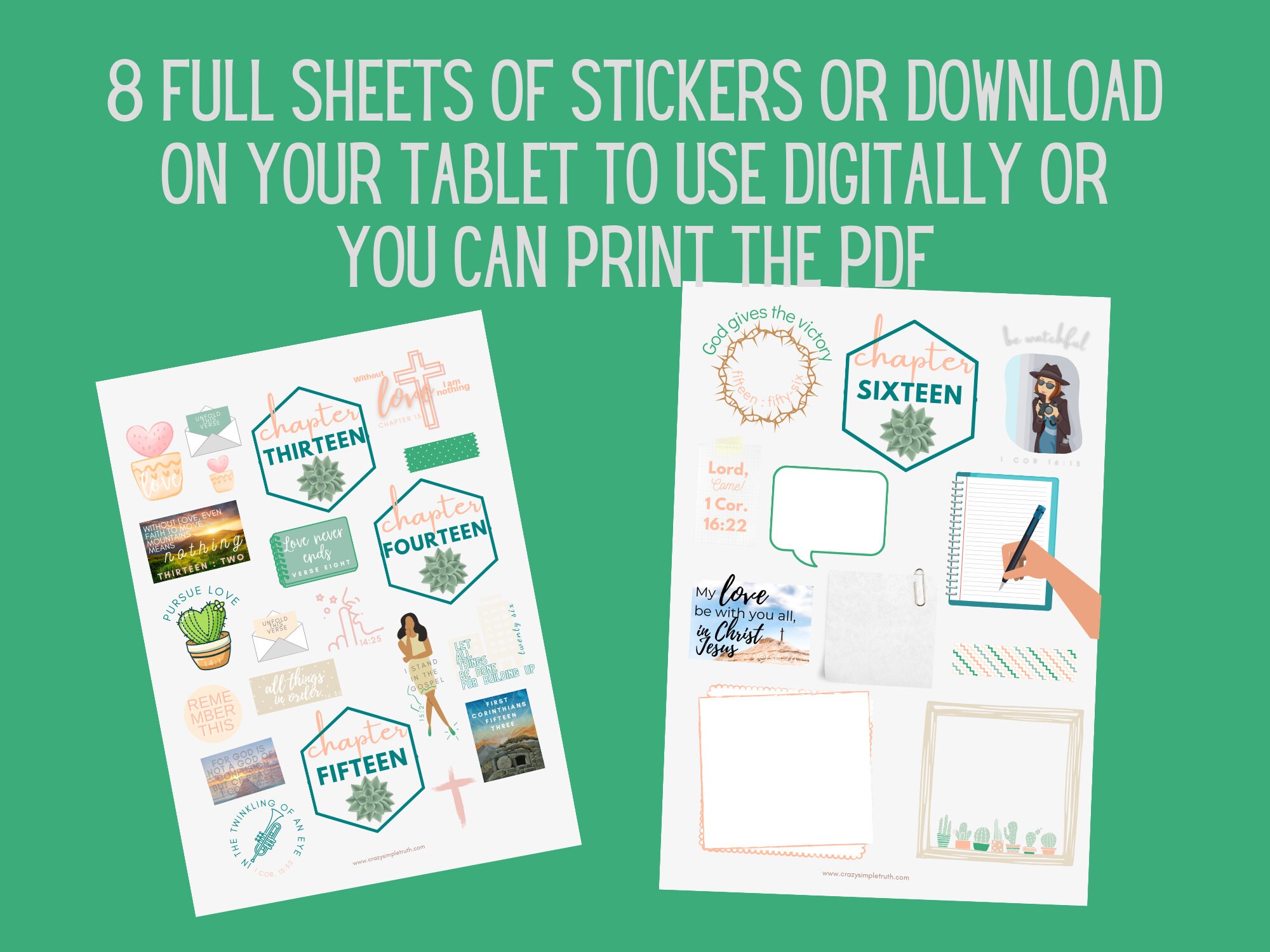 1 Corinthians Sticker Packet (13 Pages) PDF File for Digital or ...