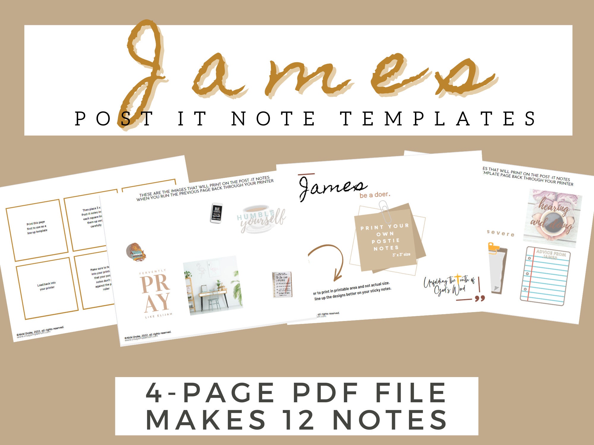 James Print Your Own Stickie Notes Templates-full COLOR Digital ...