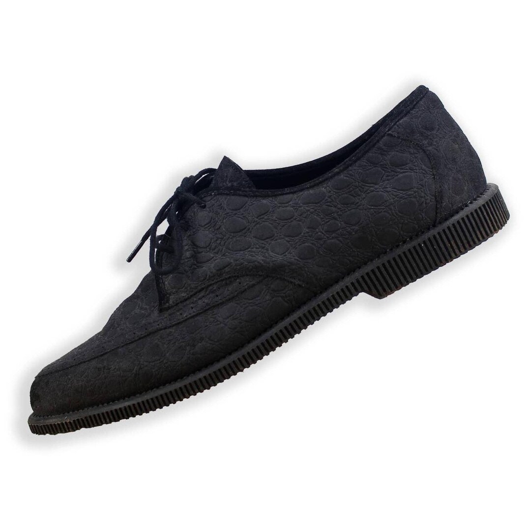 90s Vintage Creepers - Black Gator Skin Look Shoes -1990s Shoe - Size 9 ...