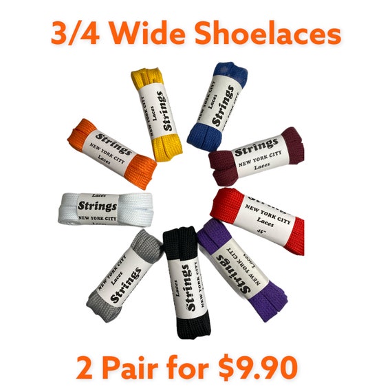 Strings Wide Shoe. 3/4 Inch Wide. Strings Shoe Lace Company | Etsy