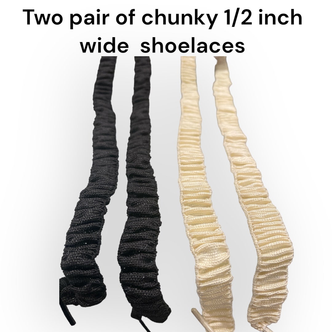 Strings Chuncky Shoelaces 1/2 Inch Wide 45 Inch Long 1 Pair off White ...