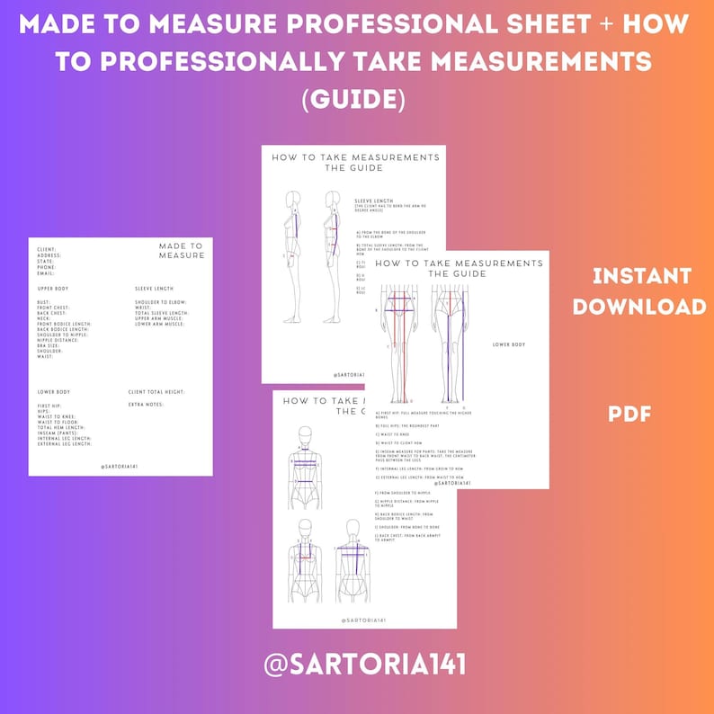 Measurements Guide Pdf, Sewing Guide, Sewing Tutorial, Dressmaking Tools, Sewing Patterns ...