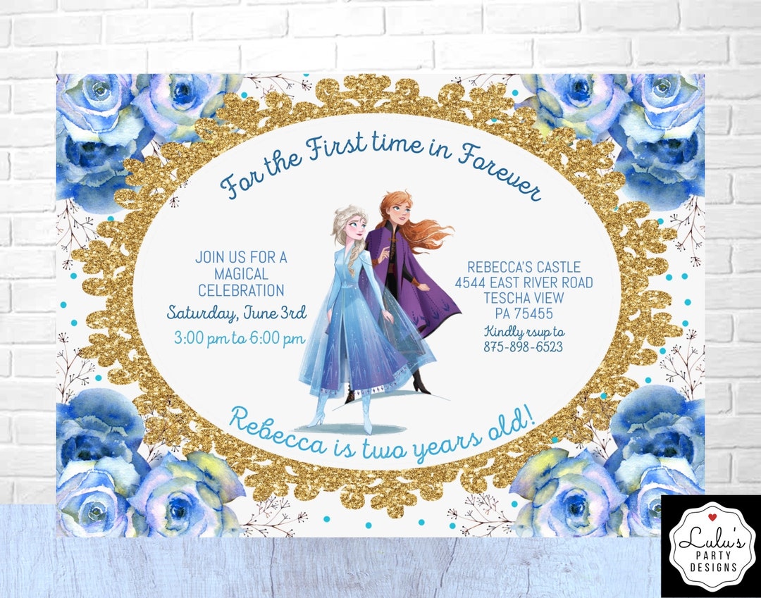Frozen Gold Glitter Invitation Frozen Birthday Party Invite - Etsy