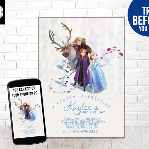 DIY Editable Invitation Frozen 2 Party Invitation Print | Etsy