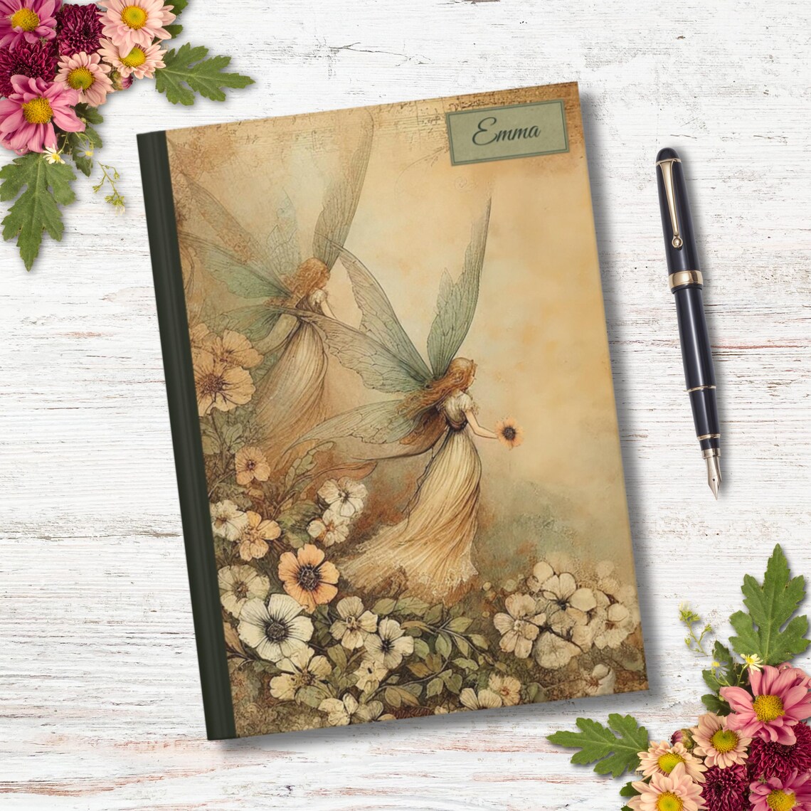 Personalized Fairy Journal, Vintage Floral Notebook With Name ...