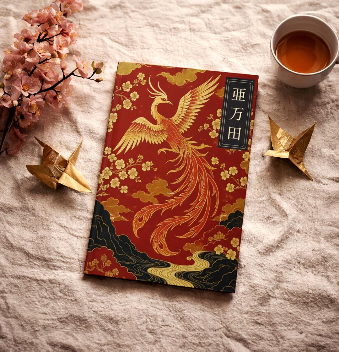 Custom Japanese Phoenix Notebook, Personalized Kanji Characters, Red ...