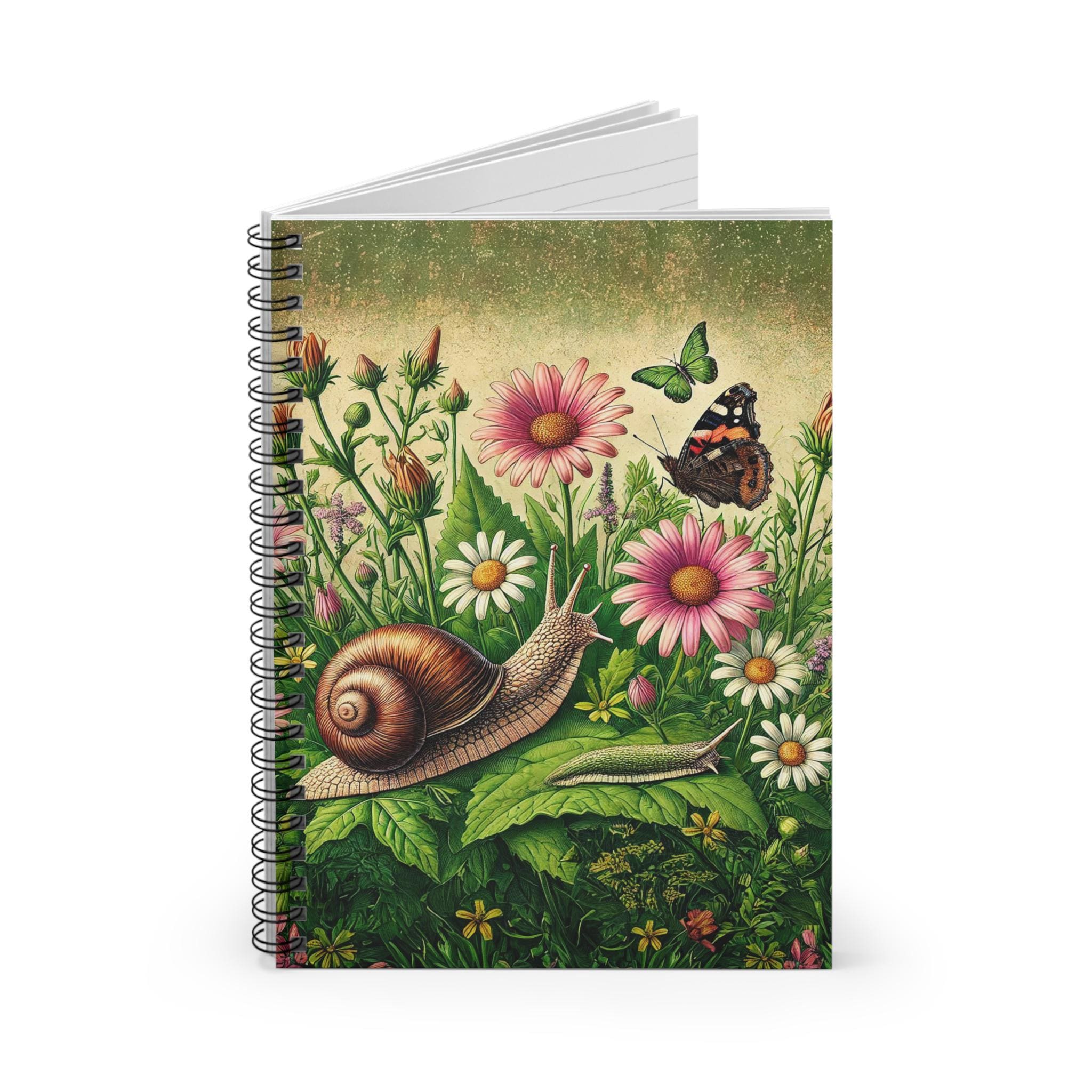 Vintage-inspired Wildflower Notebook - Snail, Butterfly & Garden Scene ...