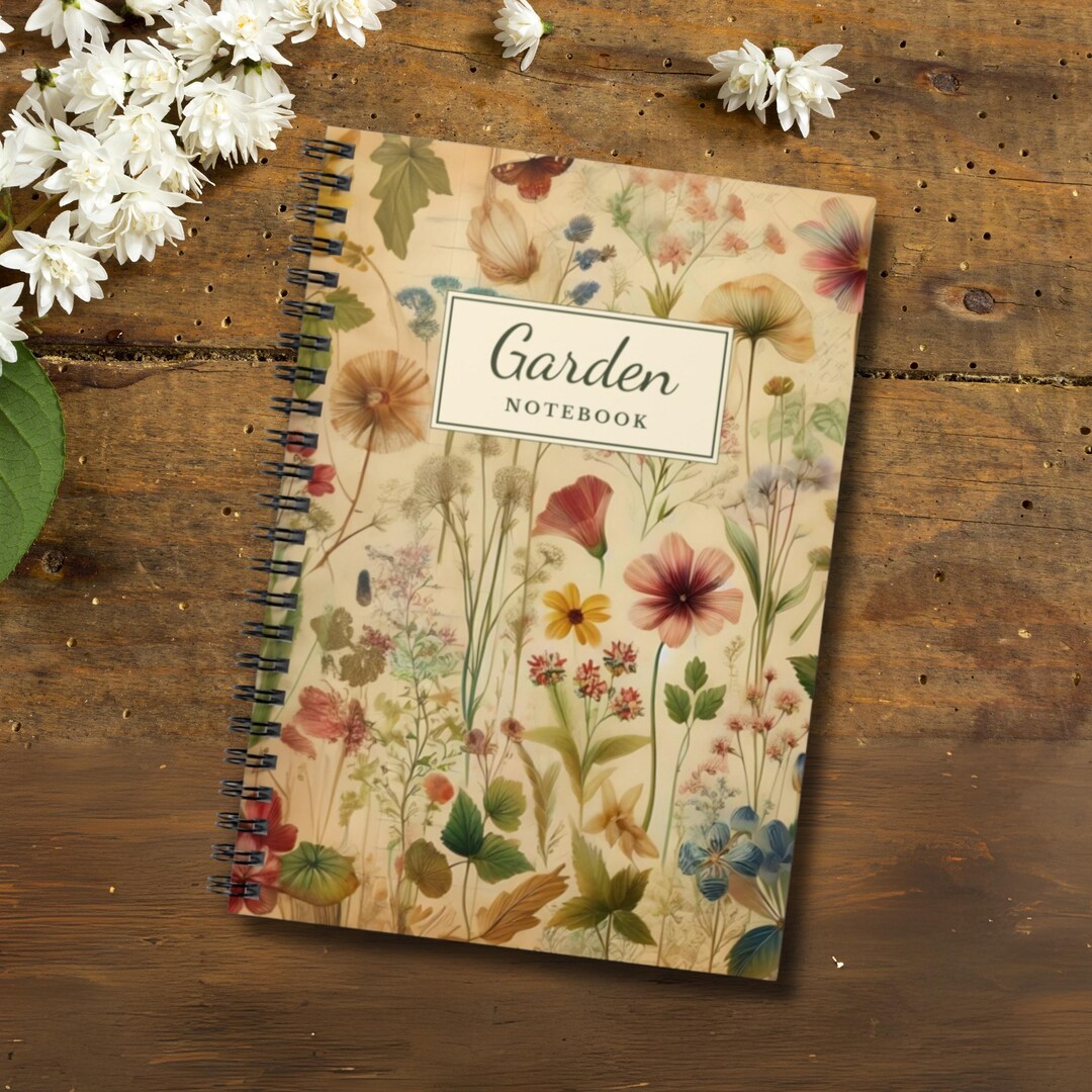 Vintage Style Aged Aesthetic Floral Garden Spiral Notebook, Ruled Lines ...
