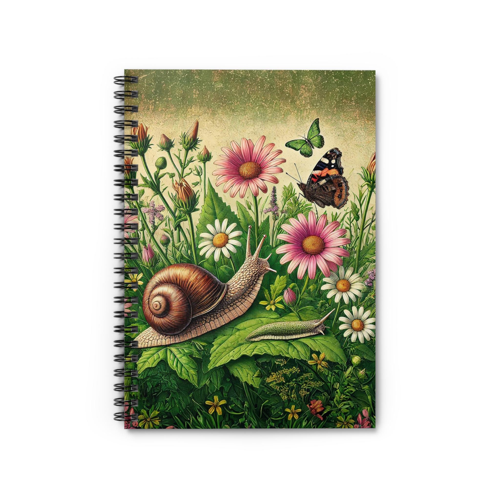 Vintage-inspired Wildflower Notebook - Snail, Butterfly & Garden Scene ...