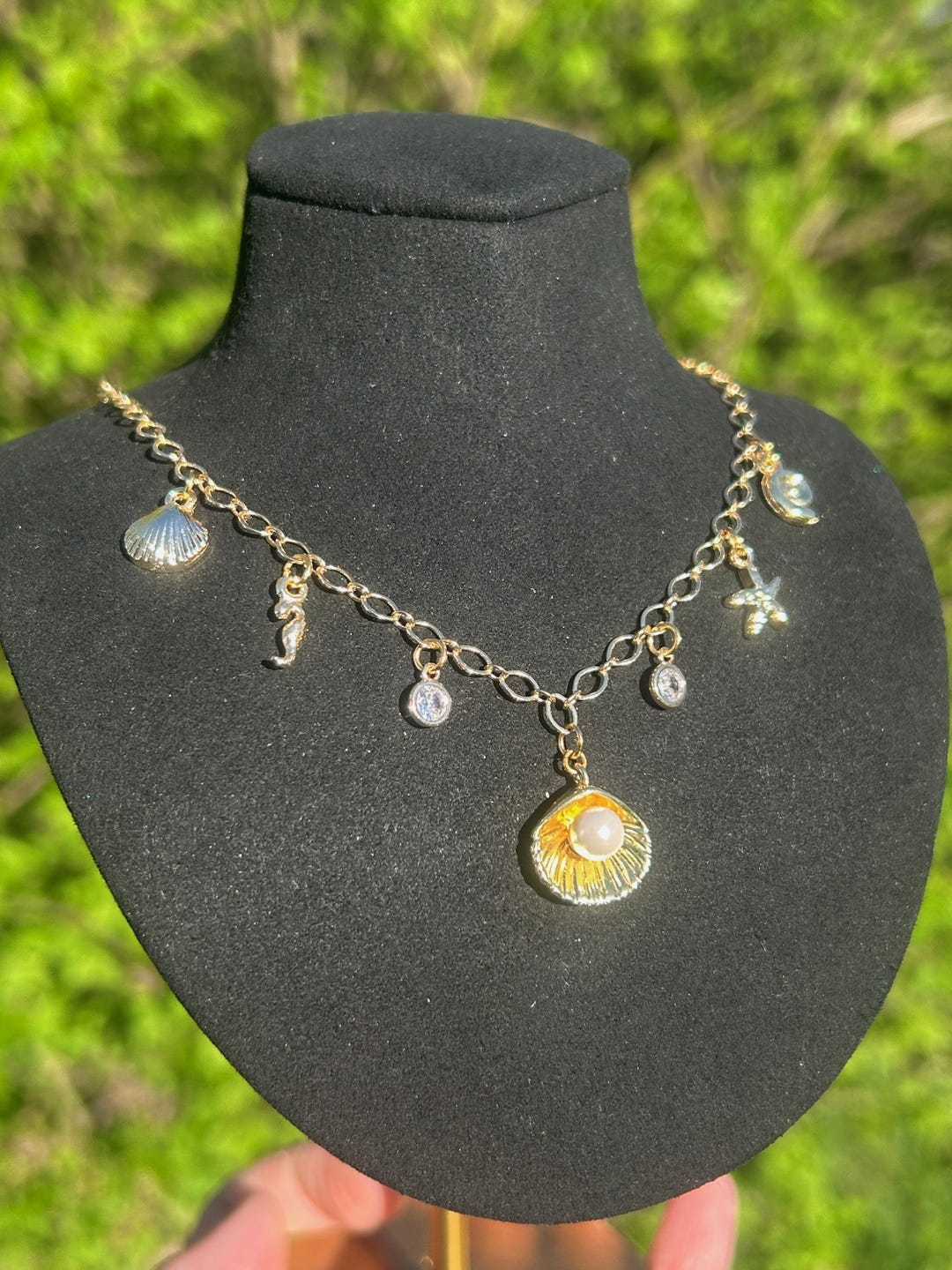 Seashell Charm Necklace- Under the Sea Gold Clam Cosplay Mermaid ...