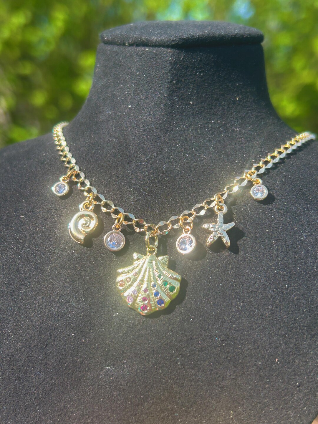 Seashell Charm Necklace- Under the Sea Gold Clam Cosplay Mermaid ...
