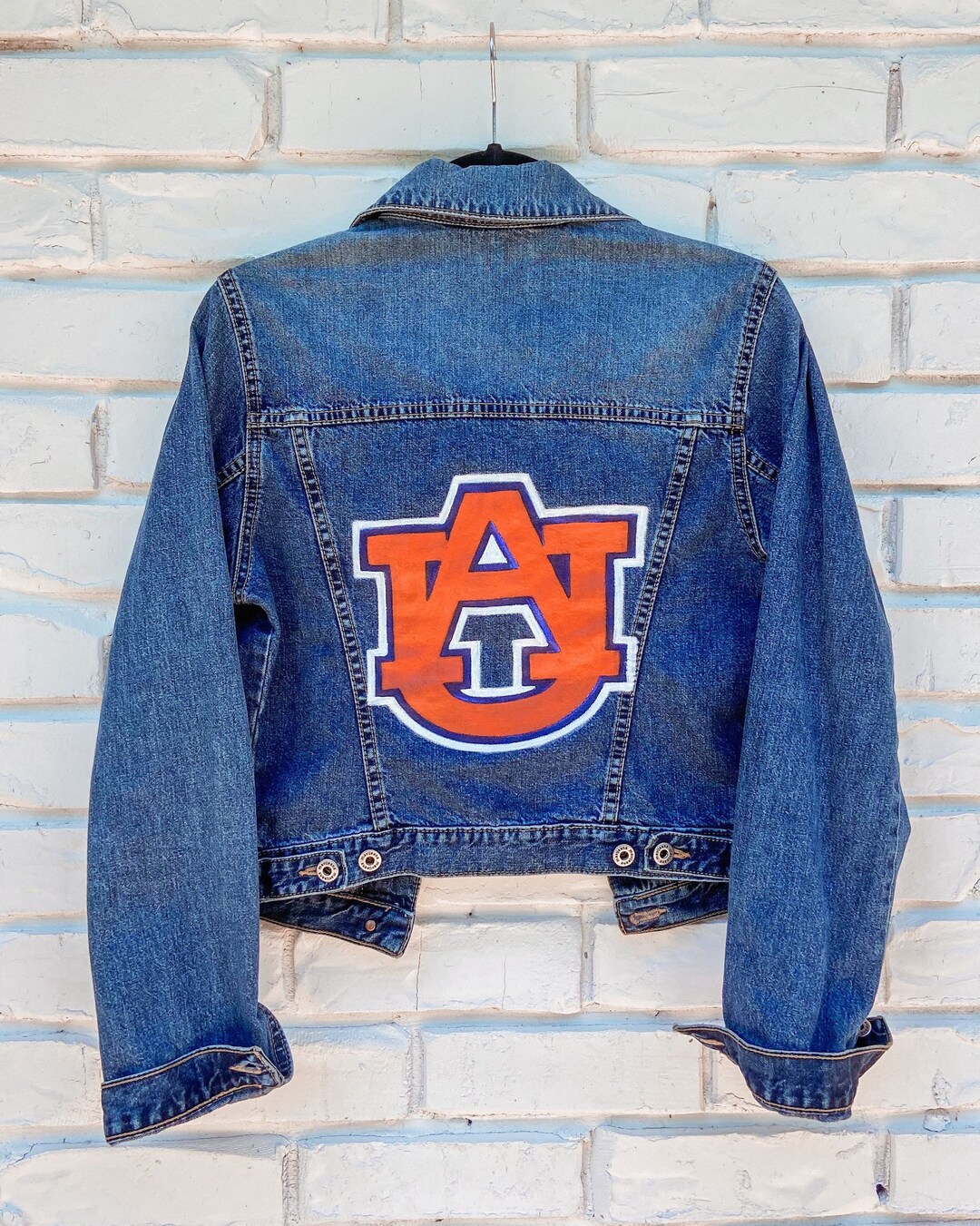 Auburn University Orange and Blue Tigers Logo College Denim Jean Jacket ...