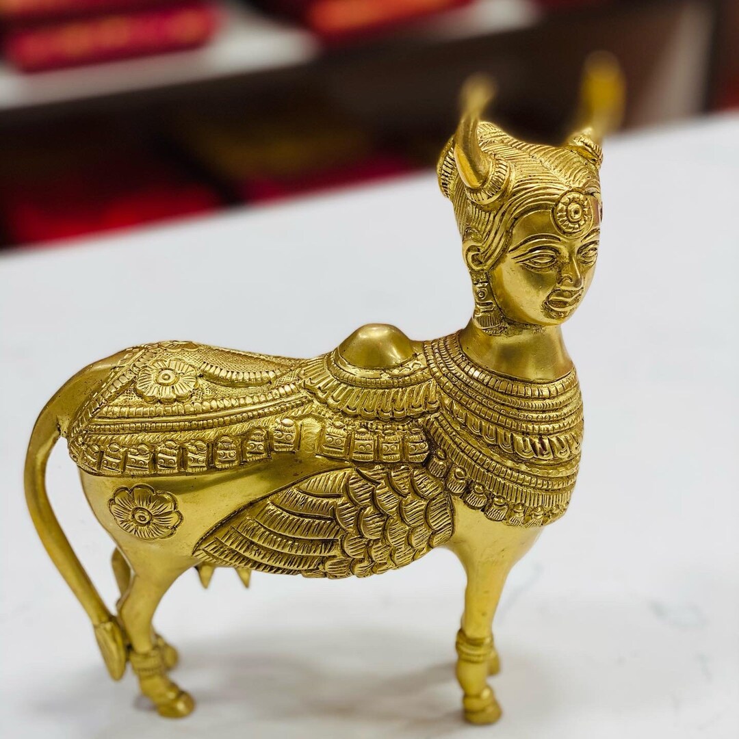 Kamadenu Cow/ Pure Brass Kaamdhenu/ Cow and Calf Idols/gomatha Brass ...