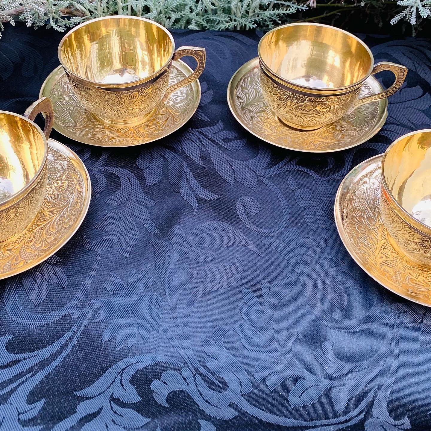 Tea Set One Cup and Saucer Brass Tea Cup Set Authentic Tea | Etsy