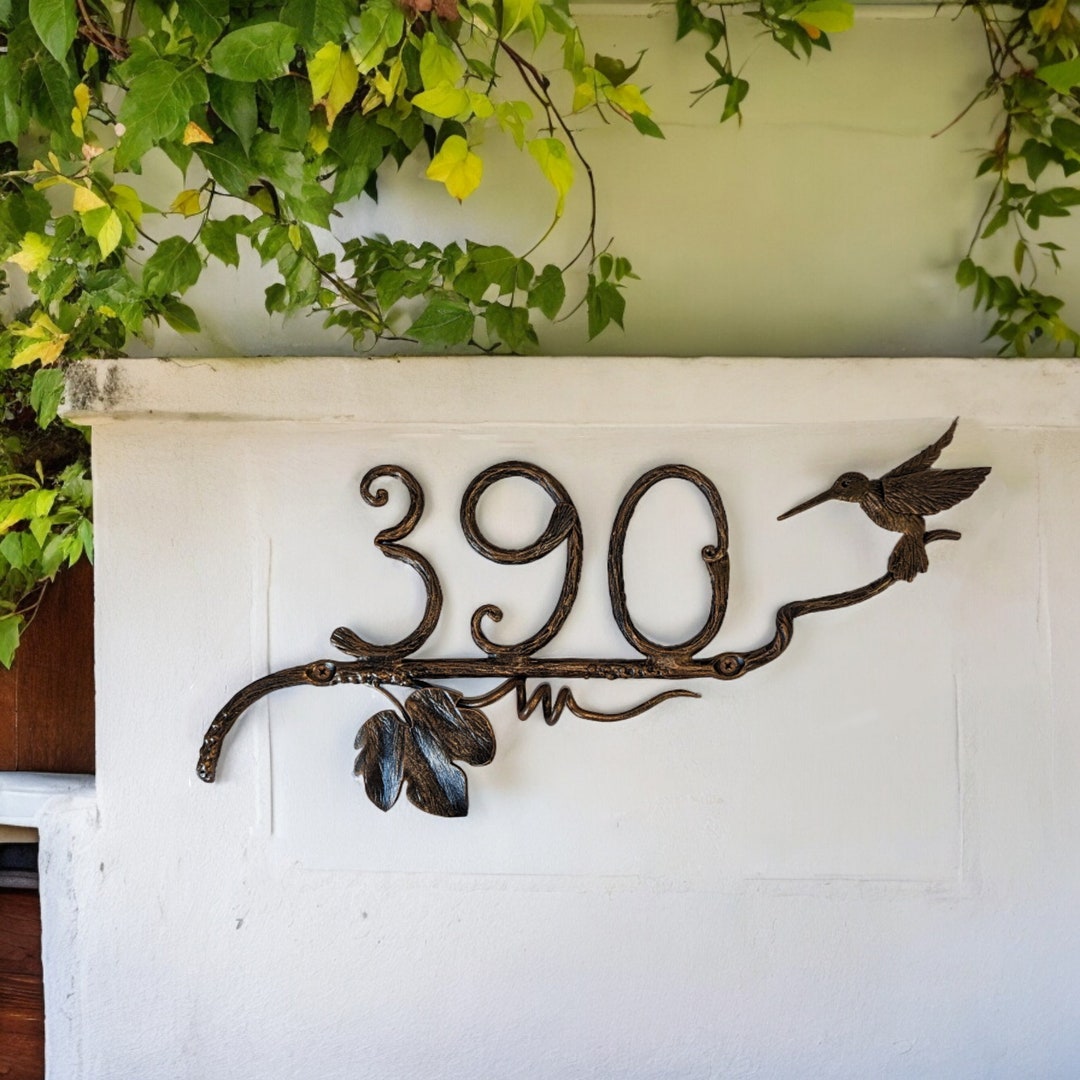 Hummingbird House Number Sign: Custom Wrought Iron Address Plaque - Etsy