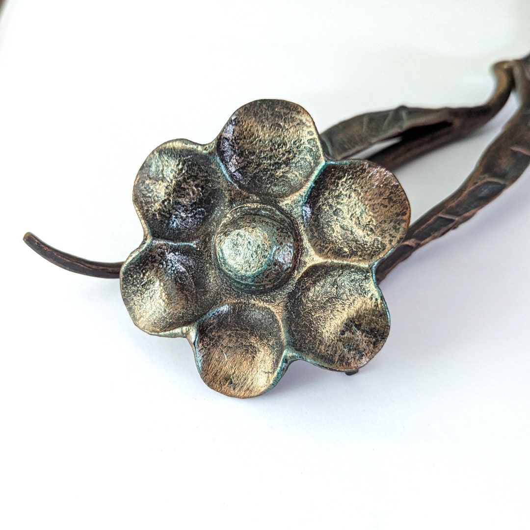 Wrought Iron Daisy Bronze Patina With Oxidized Effect, Iron Anniversary ...