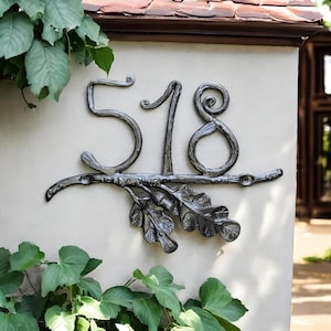 Personalized House Number Plaque, Custom Rustic House Number Oak, Metal ...