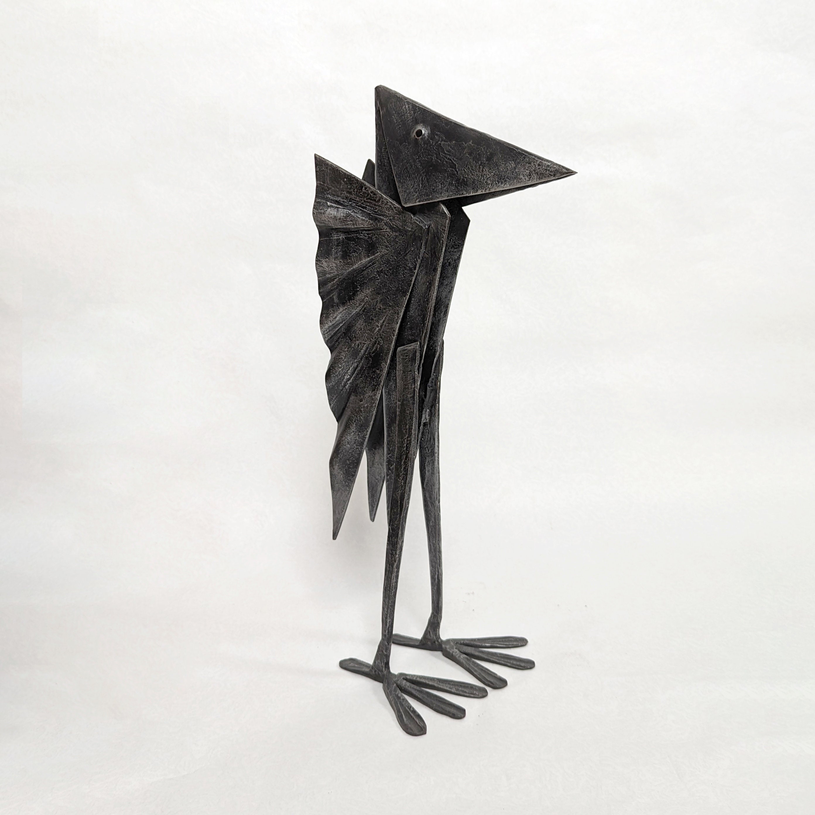Unique Forged Sculpture 'raven' in Geometric Style Metal Art Work ...