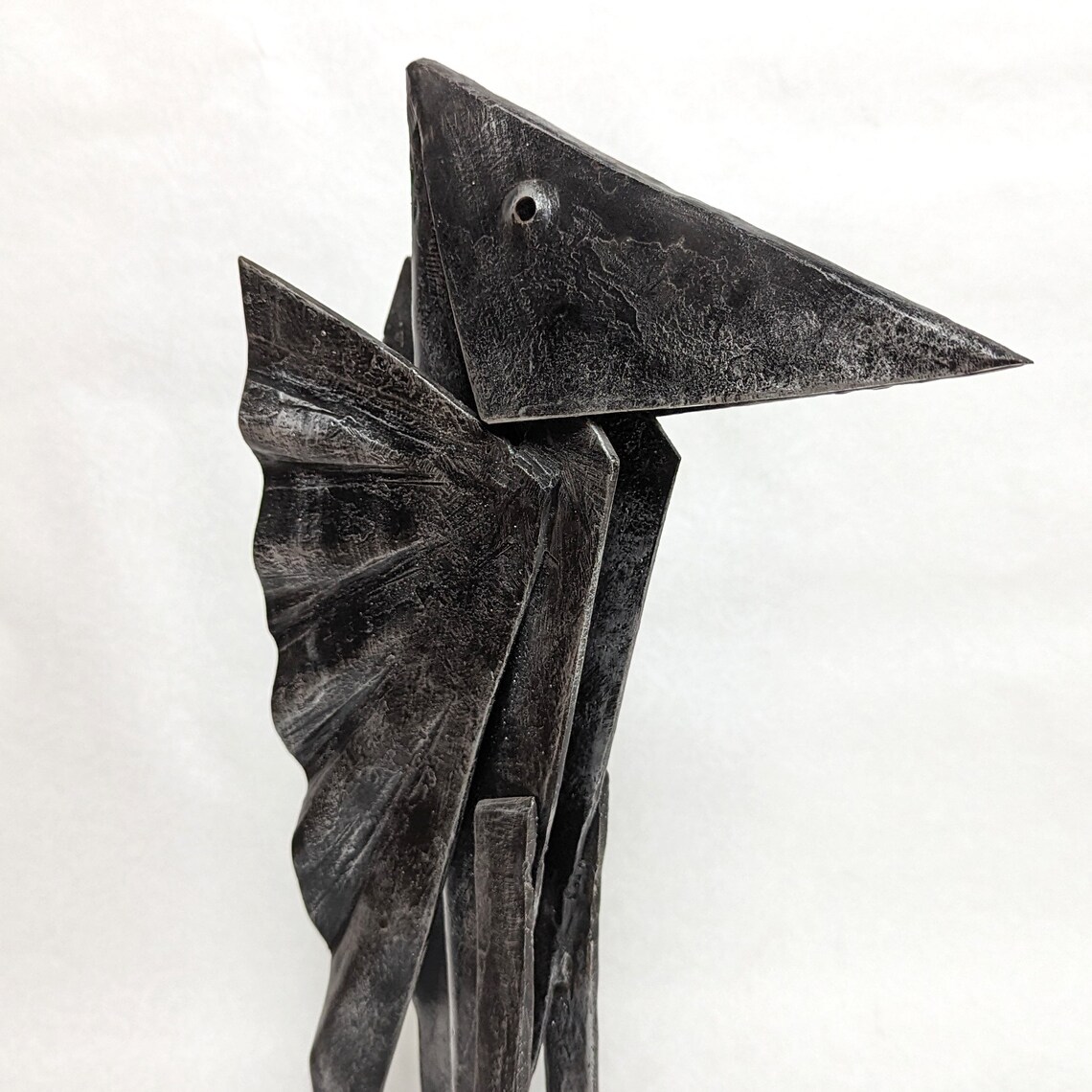 Unique Forged Sculpture 'raven' in Geometric Style Metal Art Work ...