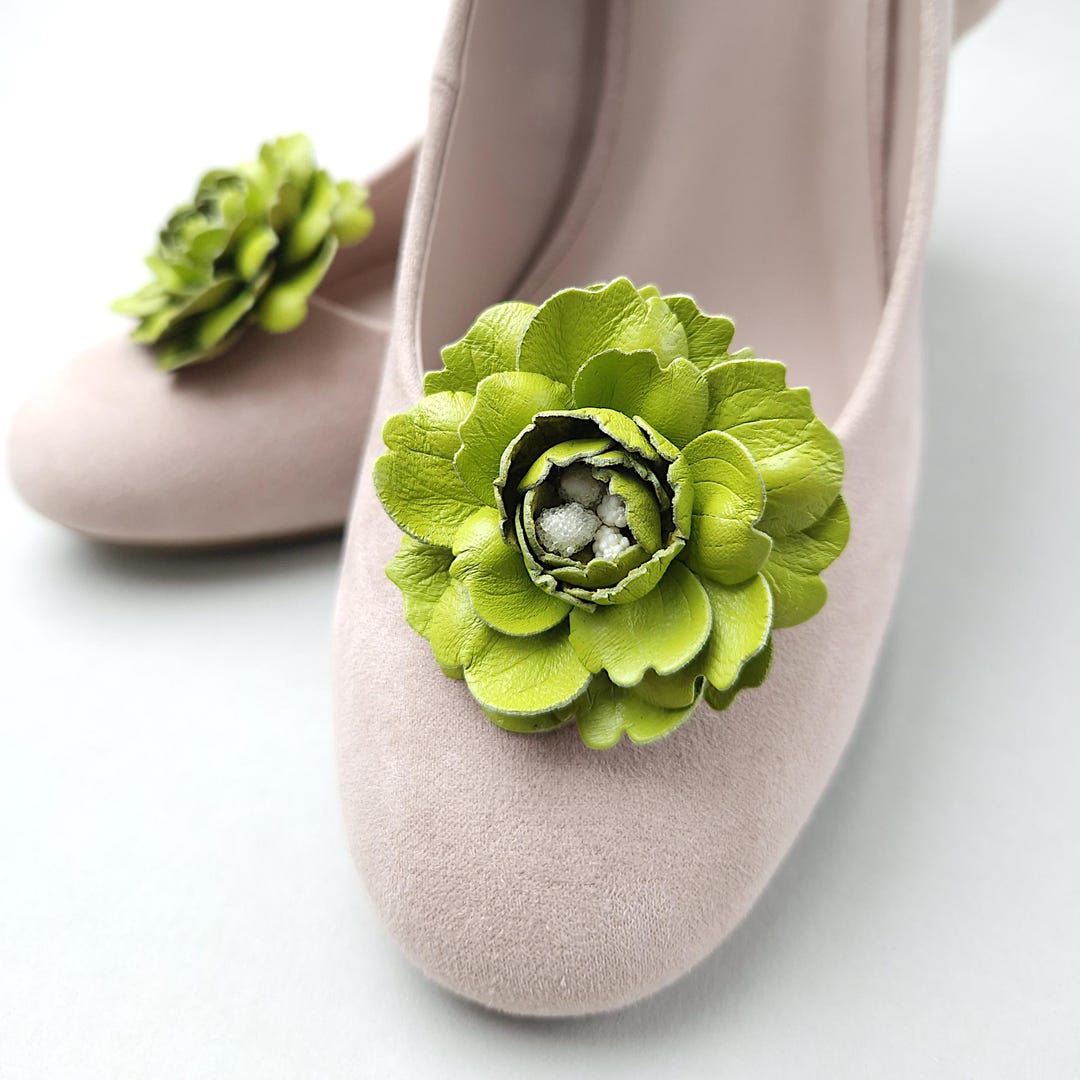 Leather Flower Shoe Clip | Handmade Shoe Jewelry | Wedding & Everyday ...