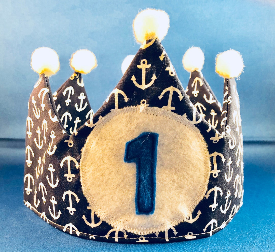 Personalised Birthday Crown Queen King Prince Princess Hat Navy Themed ...