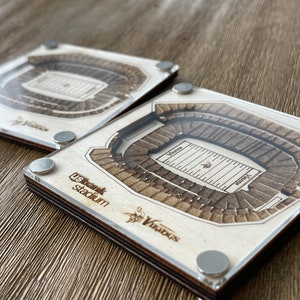 Custom Football Stadium Layered Coaster (set of 2), 3D Wood Coaster ...