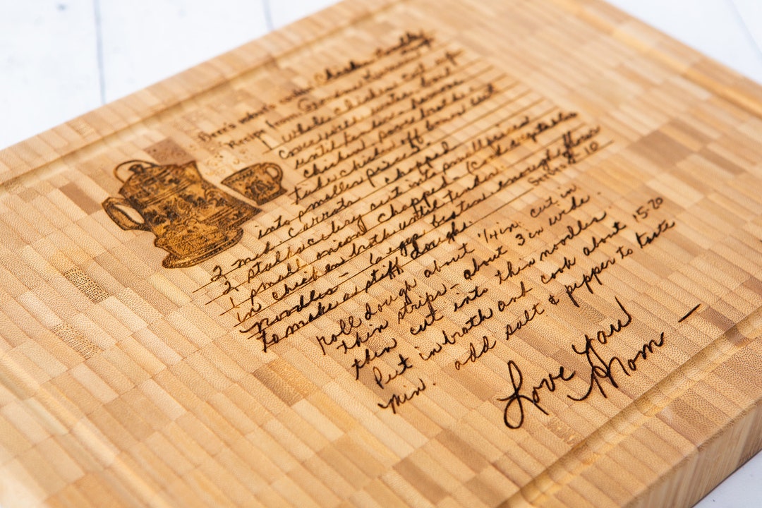 Custom Engraved Handwritten Recipe on Bamboo Butcher Block - Etsy