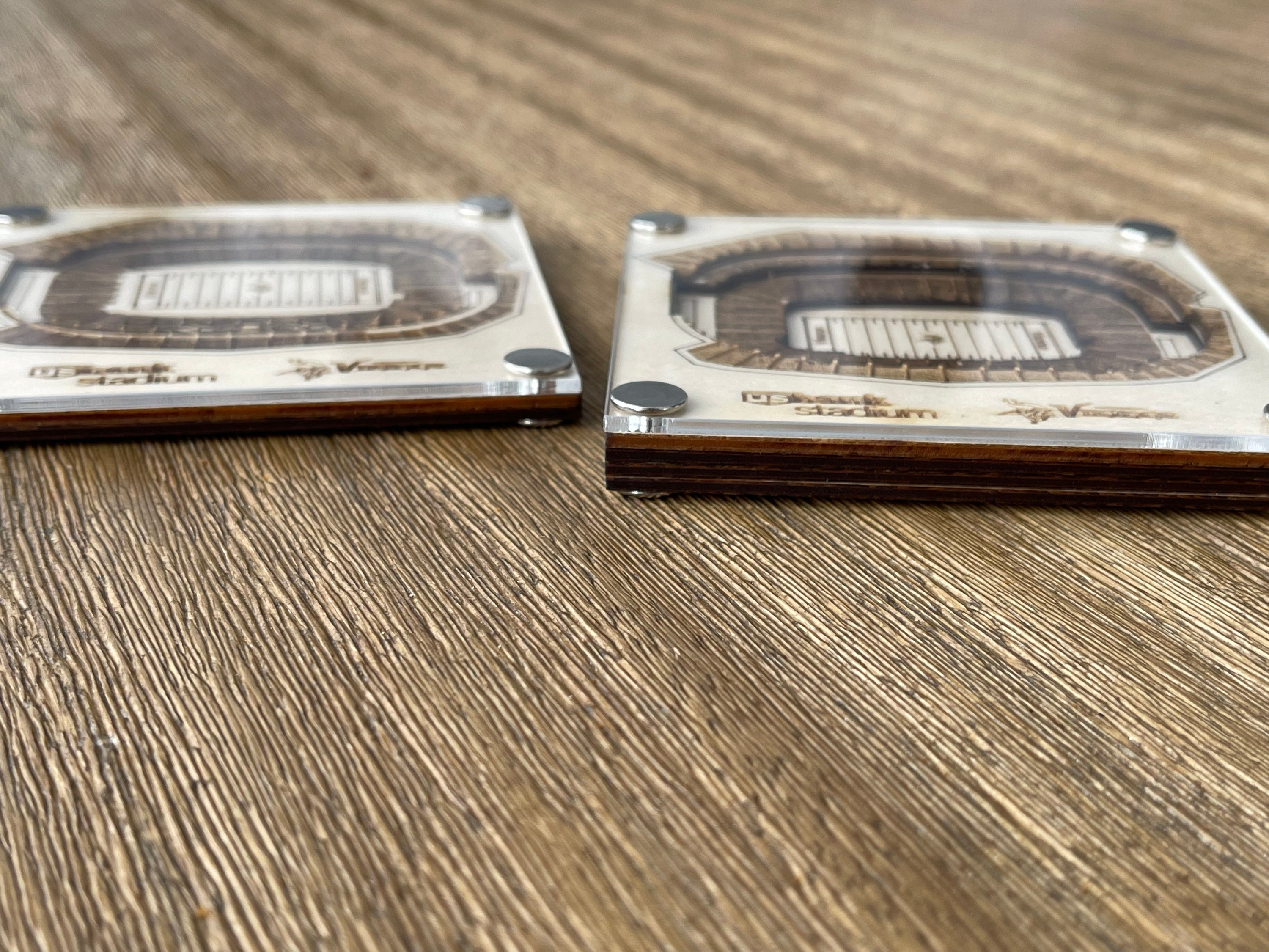 Custom Football Stadium Layered Coaster (set of 2), 3D Wood Coaster ...