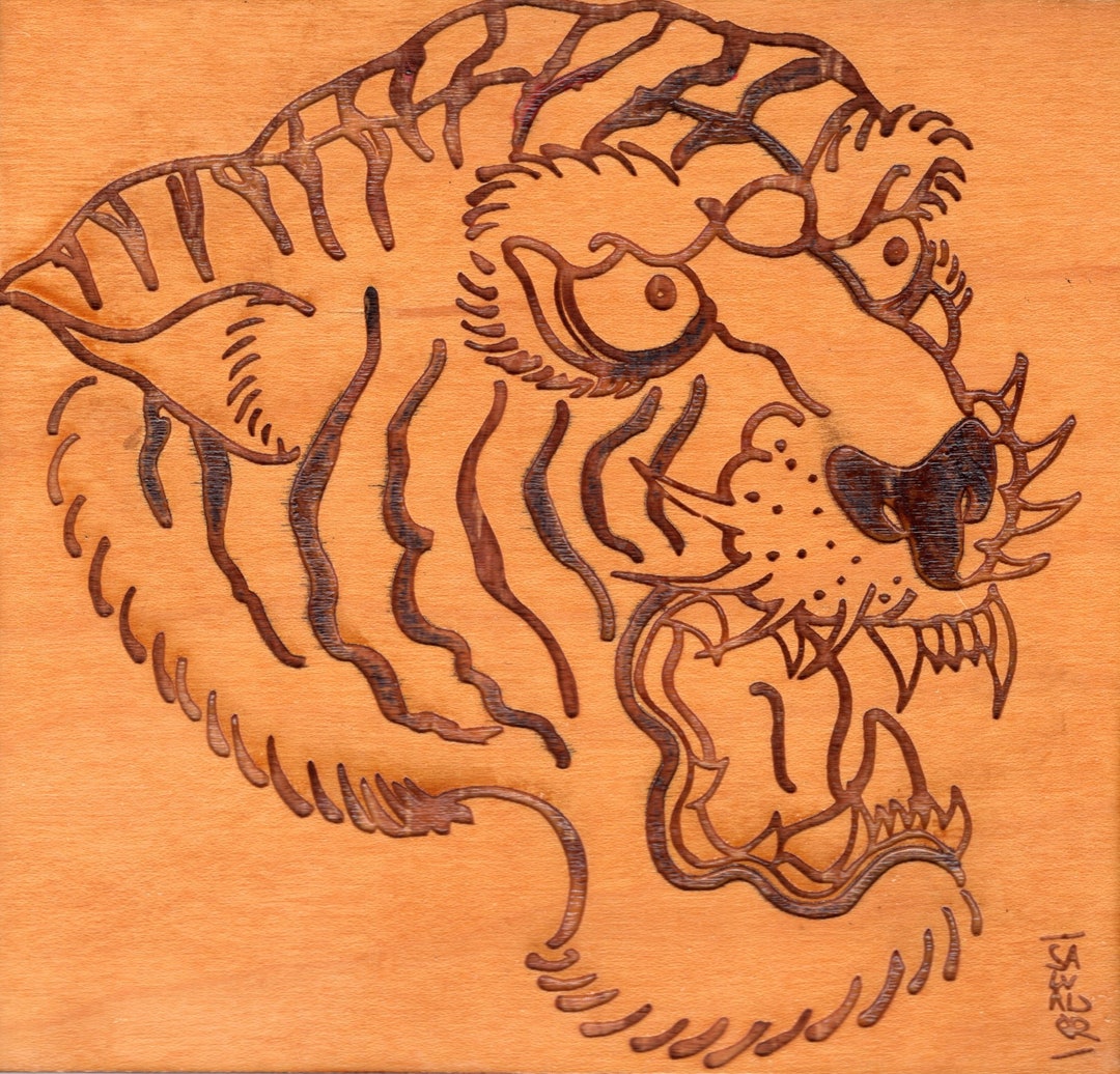 Laser Engraved Tiger Art W/ Easel - Etsy