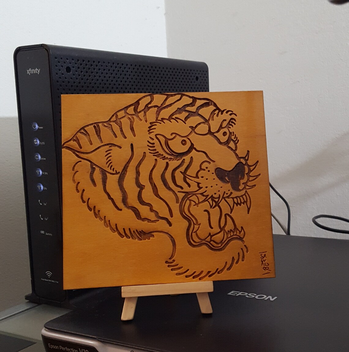 Laser Engraved Tiger Art W/ Easel | Etsy