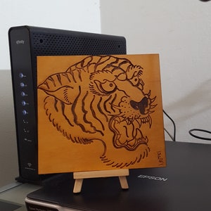 Laser Engraved Tiger Art W/ Easel - Etsy
